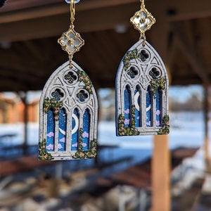 Gothic Windows | Moon Earrings - Etsy