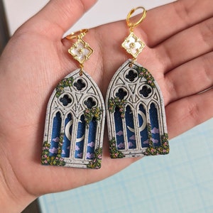 Gothic Windows | Moon Earrings - Etsy