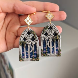Gothic Windows | Moon Earrings - Etsy