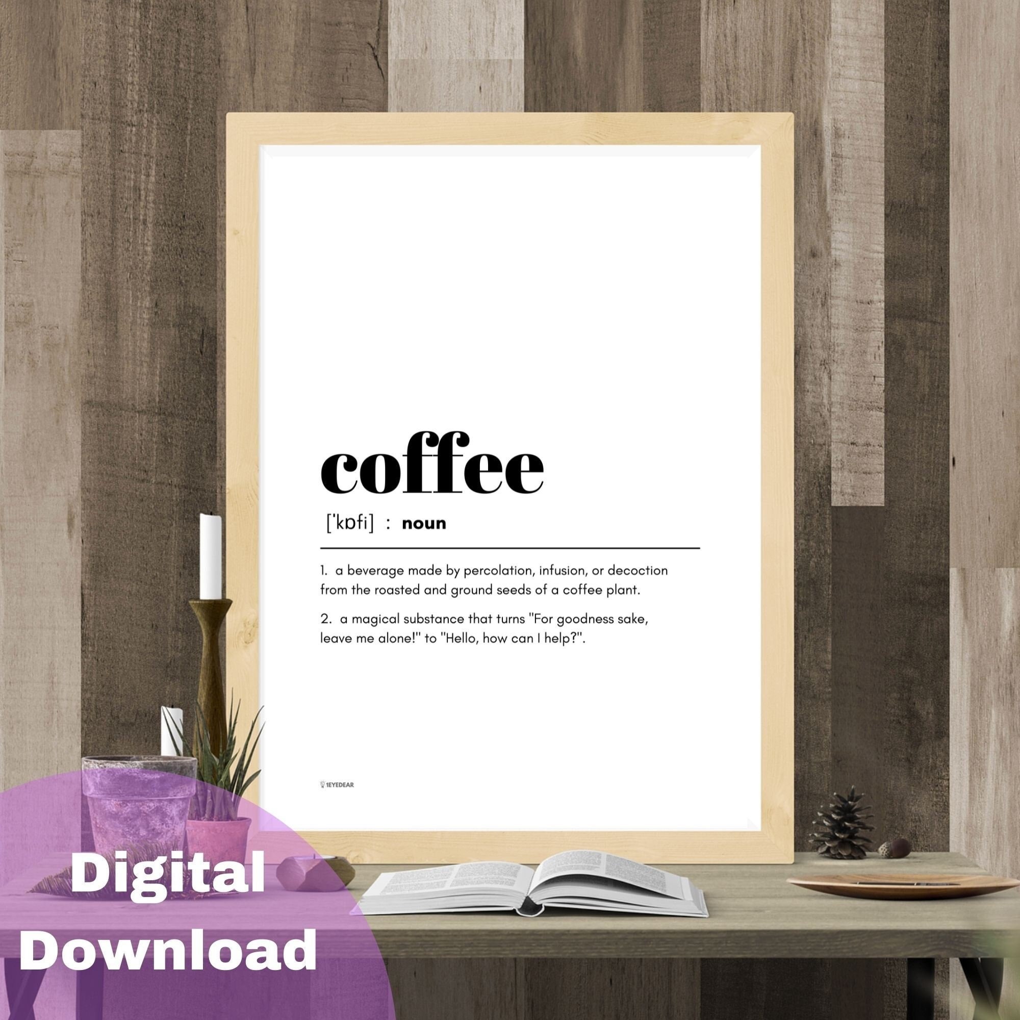 Wall Décor Home Décor Coffee Definition Wall Art/Word Definition Print ...