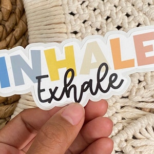 Inhale Exhale Sticker Deep Breathing Mental Health Mindfulness Colorful ...