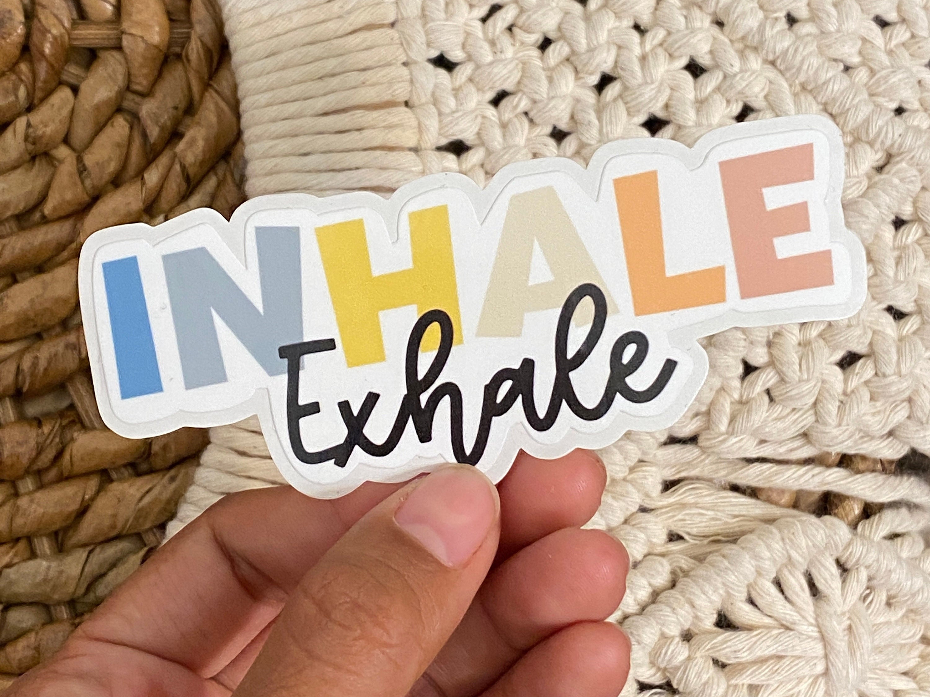 Inhale Exhale Sticker Deep Breathing Mental Health Mindfulness Colorful ...
