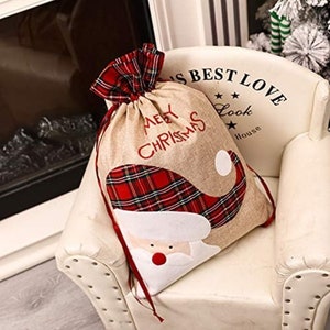 Santa Sack Bags, Personalized Large Christmas Sackcloth Bag With ...
