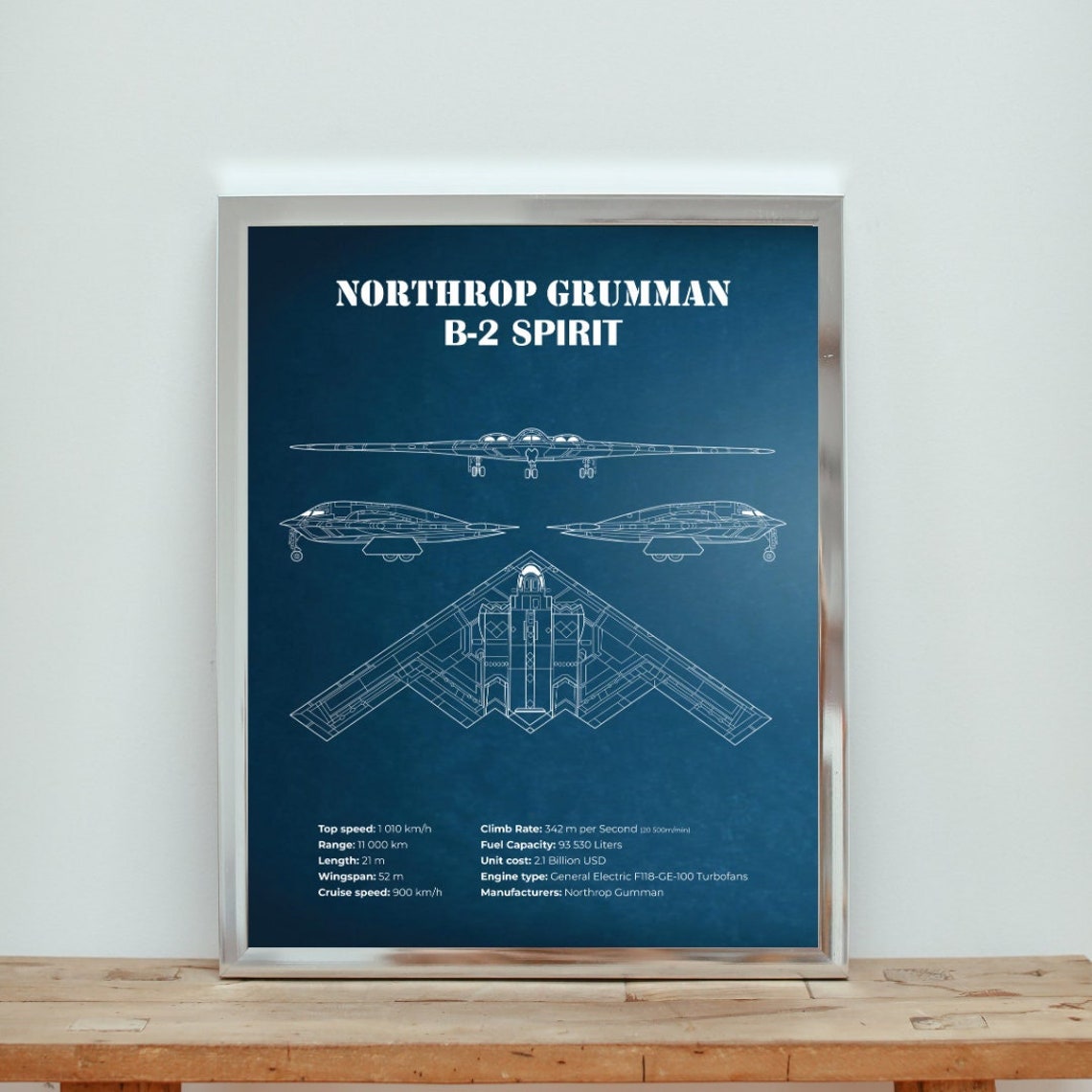 B2 Bomber Aircraft Blueprint | Jets | Specifications | Digital Download ...