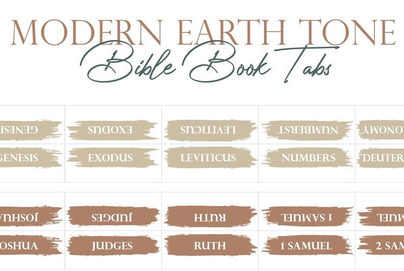 Fall Color Bible Book Tabs, Earth Tone, Modern (PRINT READY) | Script ...