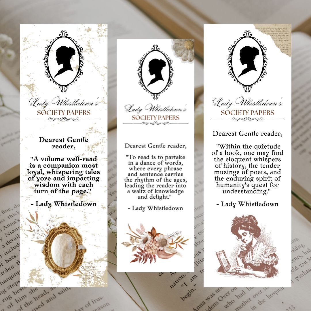 Bookmarks | Bridgerton Themed | Reading Quote | Printable | Vintage - Etsy