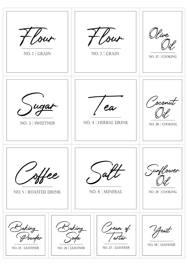 48 Minimalist Pantry Labels | Kitchen Organization | Printable Labels ...