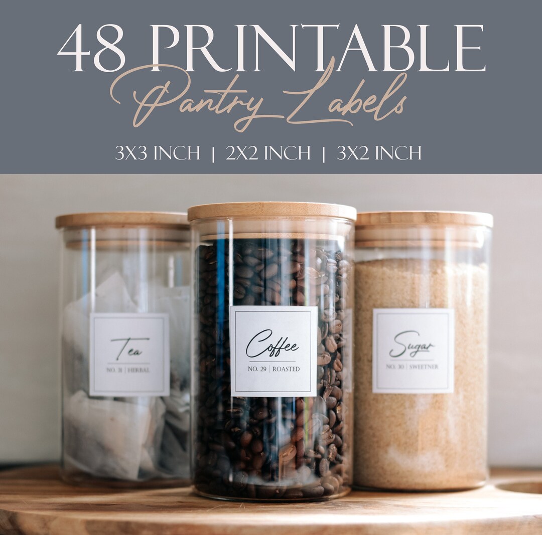 48 Minimalist Pantry Labels | Kitchen Organization | Printable Labels ...