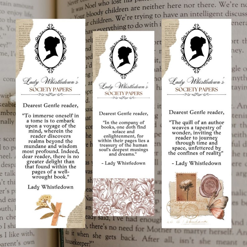 Bookmarks | Bridgerton Themed | Reading Quote | Printable | Vintage - Etsy