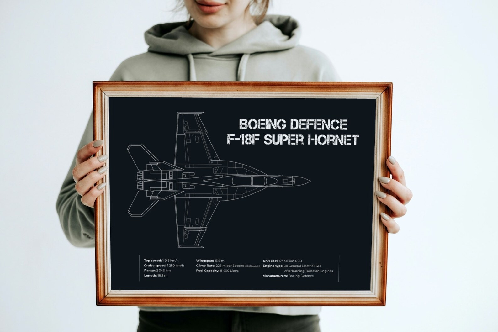 F-18F Super Hornet | Fighter Jet Blueprint | TOP View | Gift Idea ...