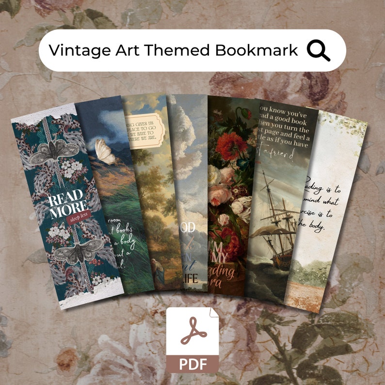 Bookmarks | Vintage Art Themed | Reading Quote | Printable | Vintage - Etsy