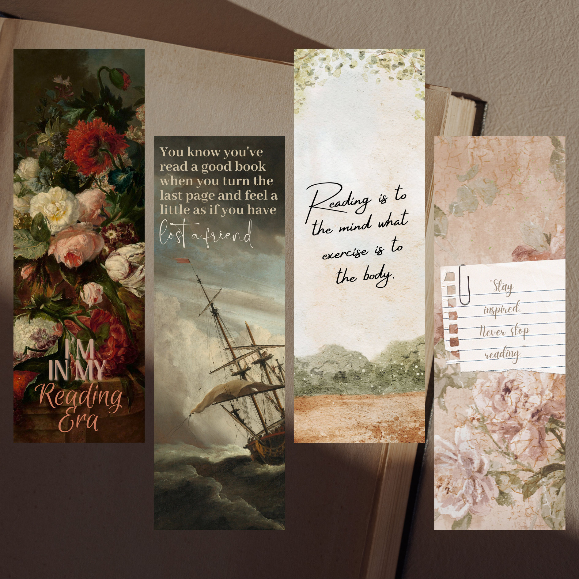 Bookmarks | Vintage Art Themed | Reading Quote | Printable | Vintage - Etsy