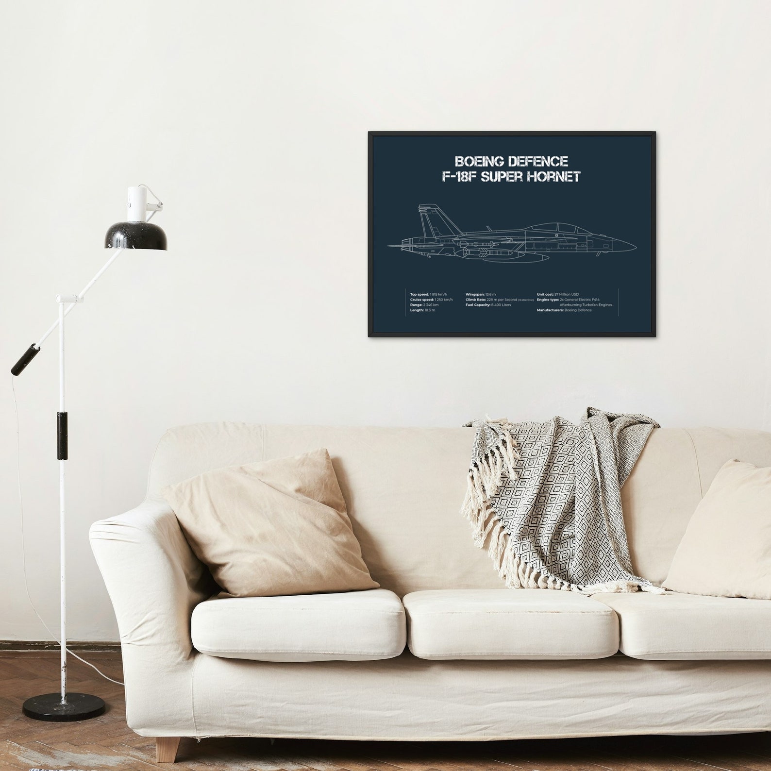 F-18F Super Hornet | Fighter Jet Blueprint | SIDE View | Gift Idea ...