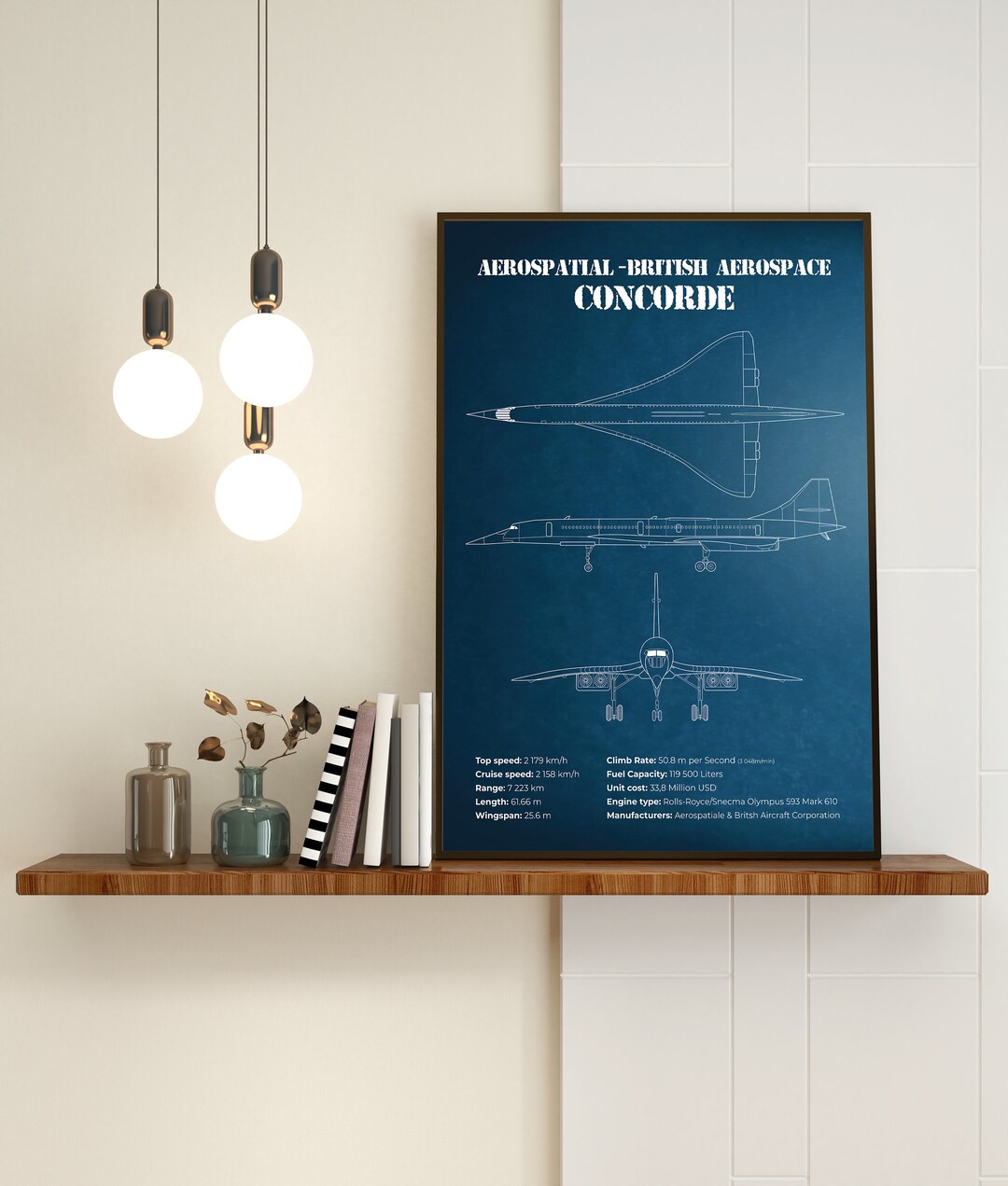 Concorde Supersonic Jet Blueprint Gift Idea Home Decor - Etsy