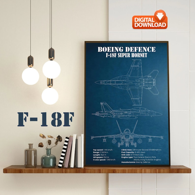 F18F Super Hornet | Fighter Jet Blueprint | Top Gun | Navy Fighter Jet ...