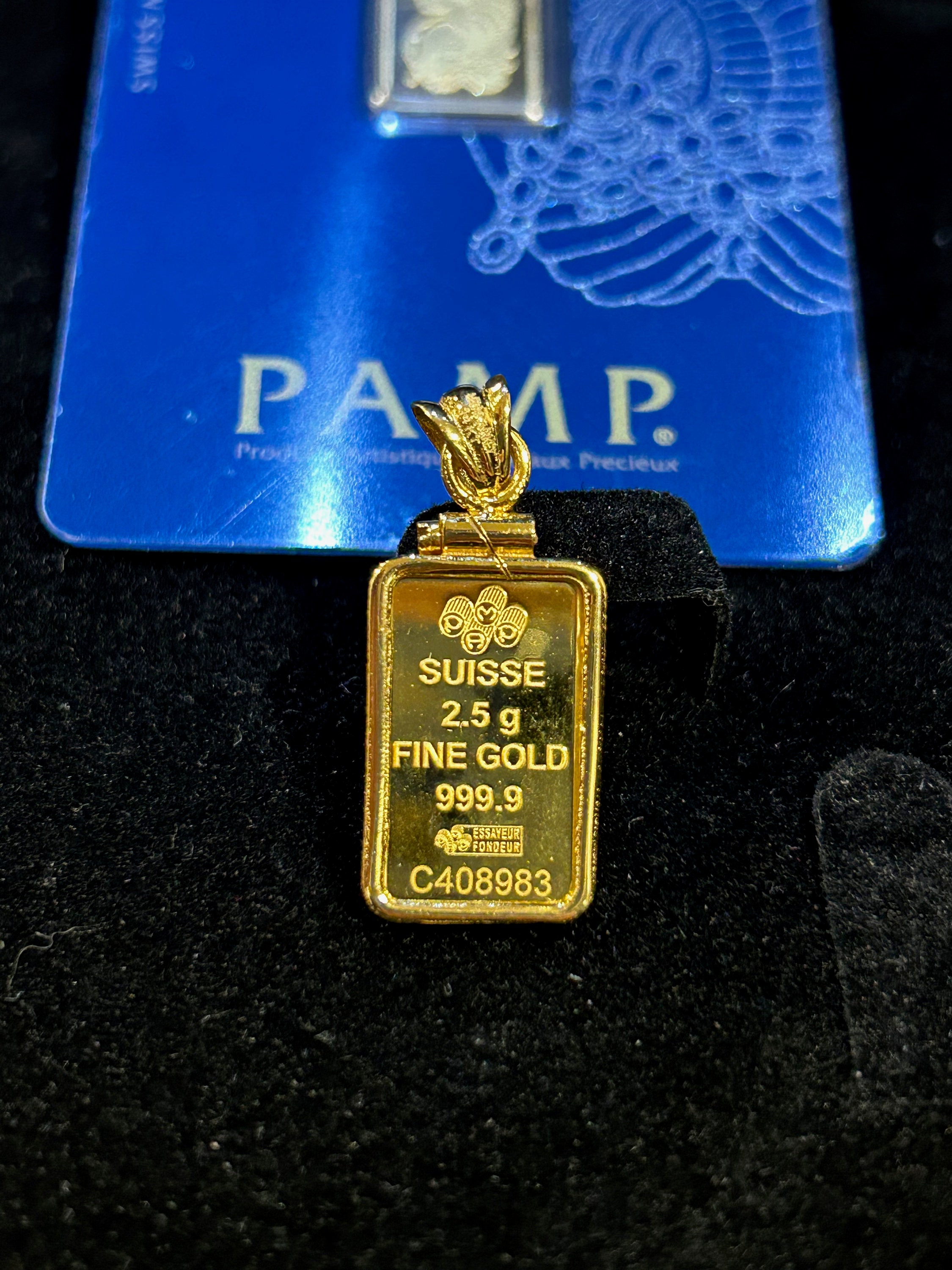 Pamp Pendant 2.5g 24kt 14kt Bezel - Etsy