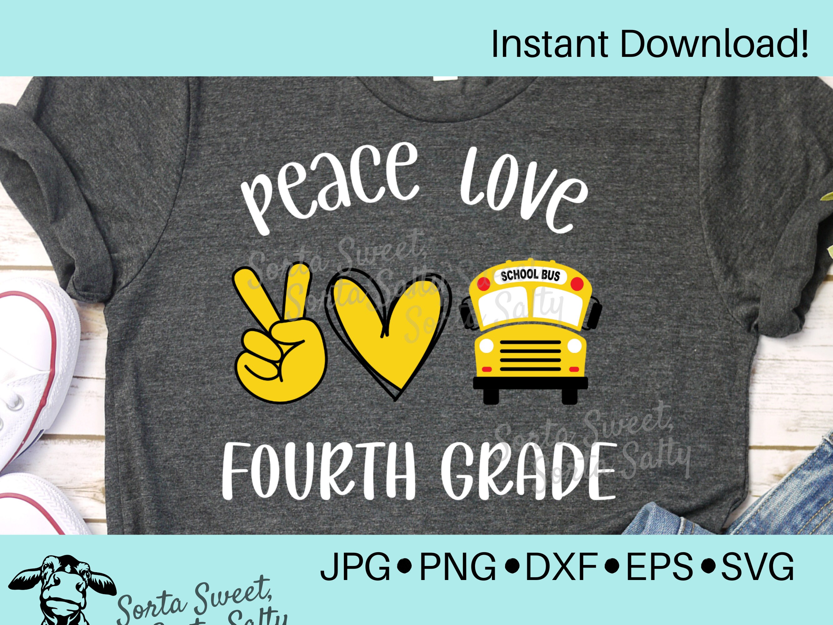 Peace Love Fourth Grade Svg | Teacher SVG | Back to School SVG | Back ...