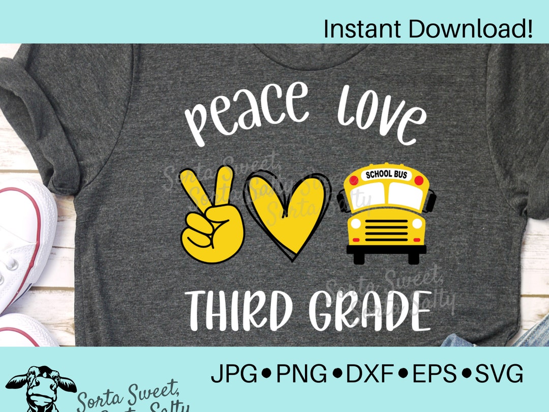 Peace Love Third Grade Svg | Teacher SVG | Back to School SVG | Back to ...