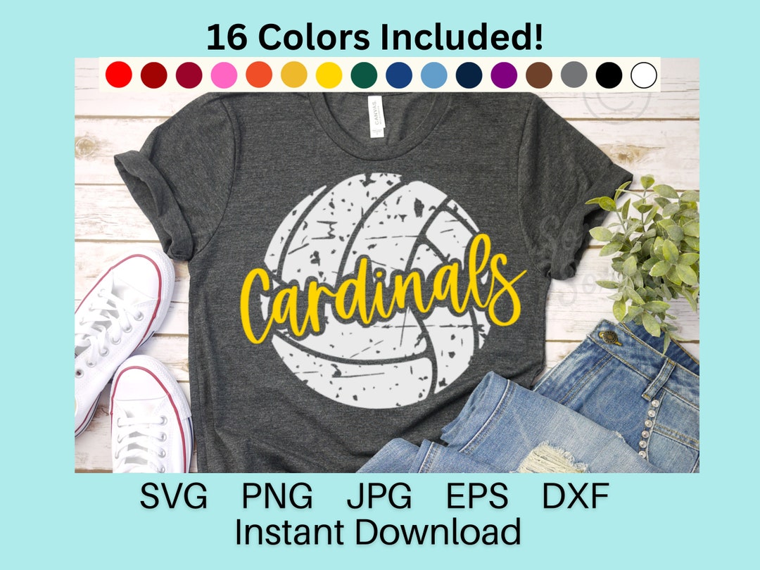 Cardinal Volleyball SVG | Cardinal Volleyball PNG | Grunge Weathered ...