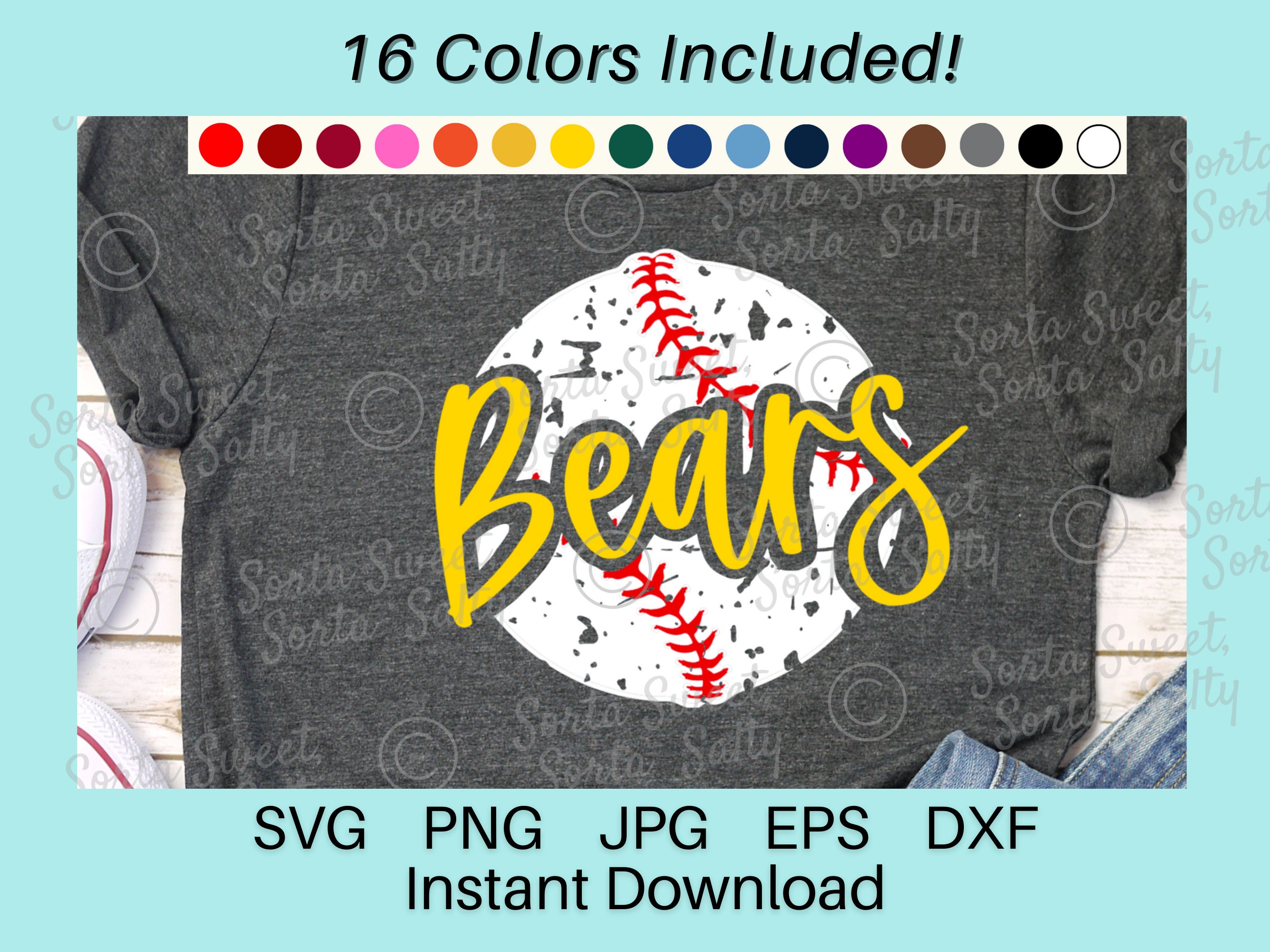 Bears Baseball SVG Bears Baseball 16 Team Colors PNG JPG Player Coach ...