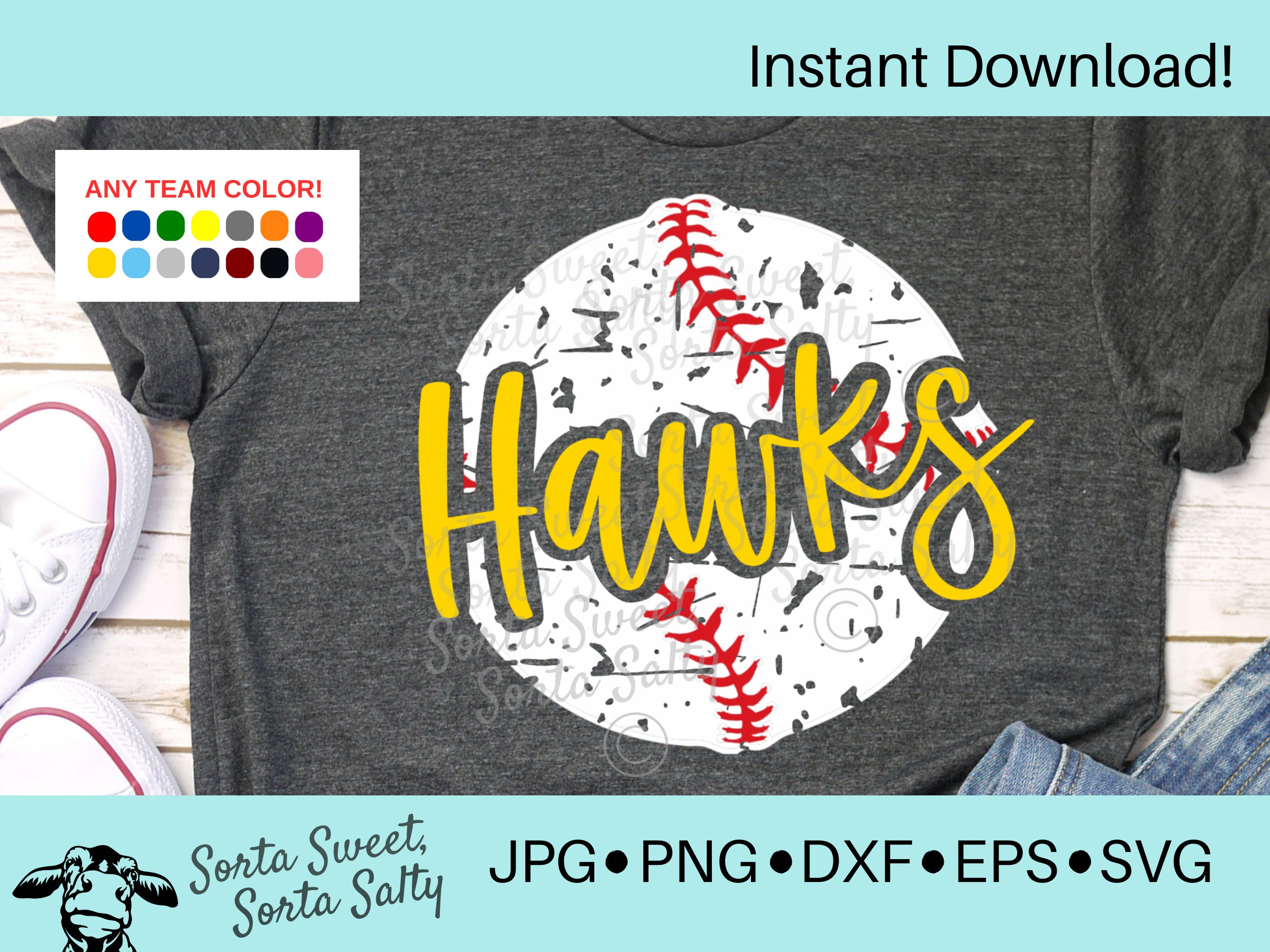 Hawks Baseball SVG | Any Team Color | Hawks SVG | Youth Baseball ...