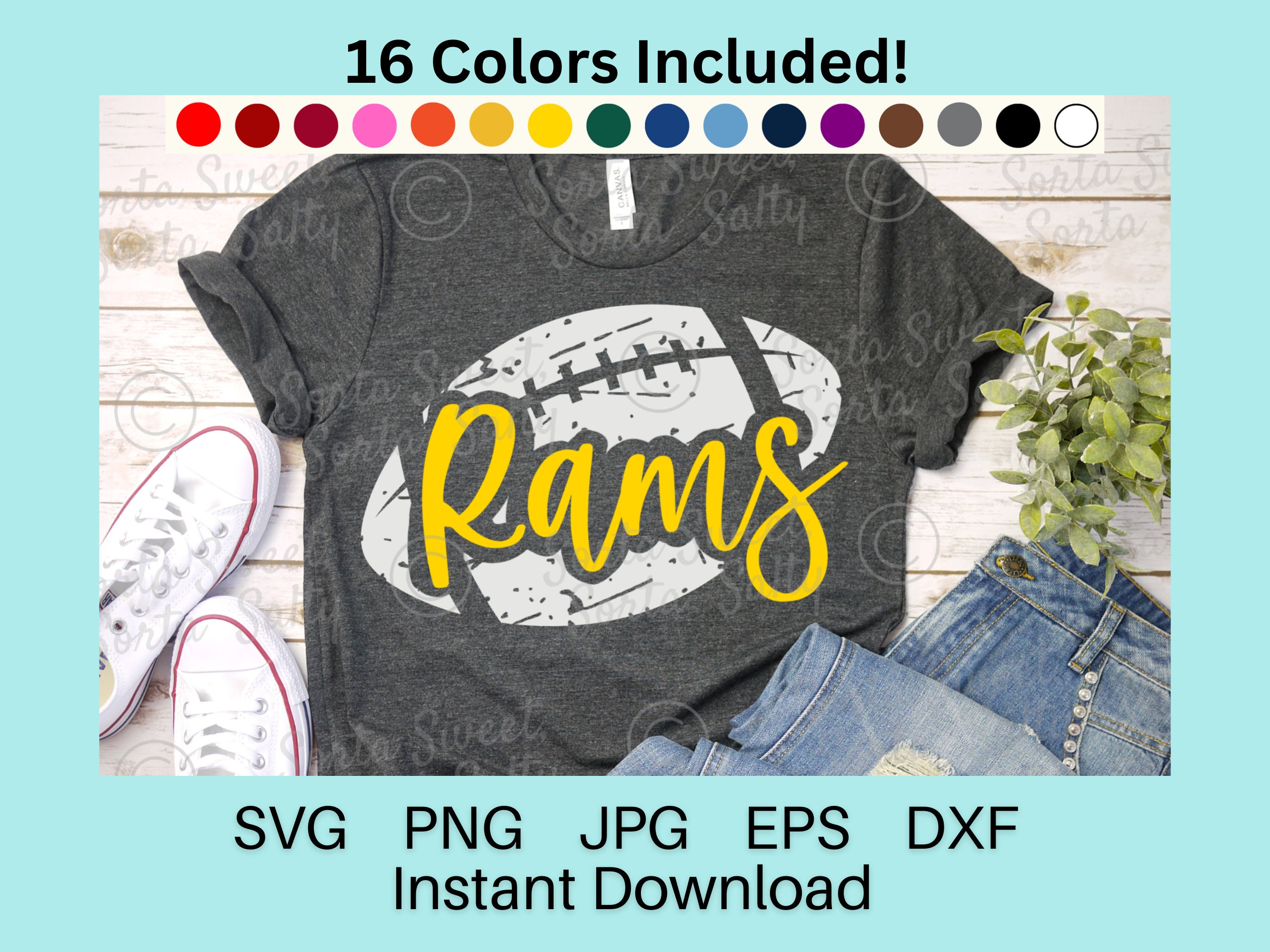 Rams Football SVG | Rams Football PNG | Shirt | Grunge Weathered| 16 ...