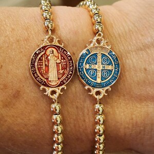 Saint Benedict Patron Saint/cross Dainty Reversible Amulet Medal Slider ...