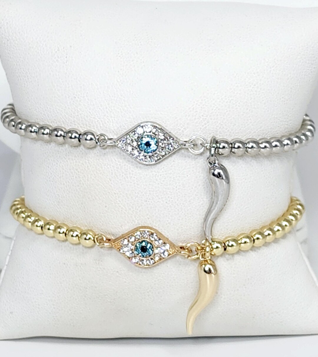 CZ Evil Eye Italian Horn Cornicello Protection Luck Adjustable Slider ...