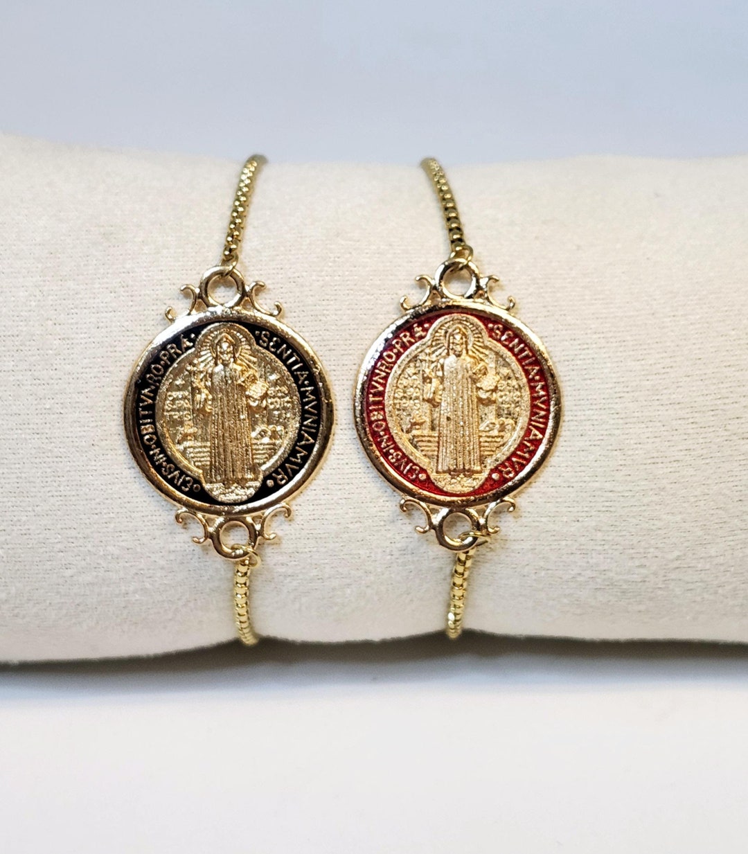 St Benedict Patron Saint Cross Reversible Talisman Amulet Bracelet ...