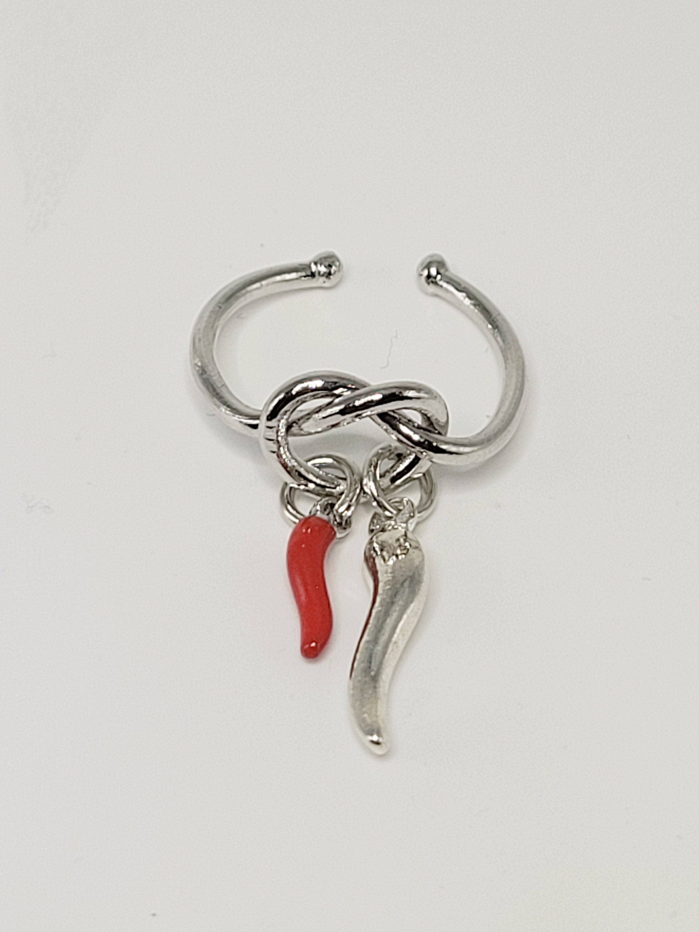 Italian Cornicello Popular Red and Silver Horn Duo Love Knot - Etsy