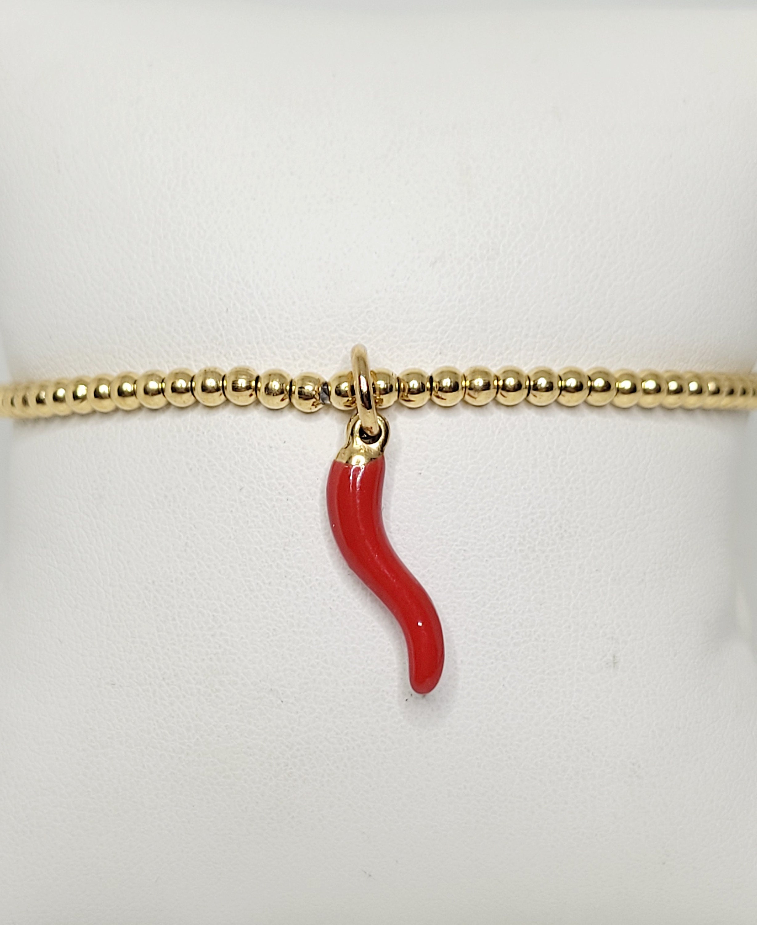 Cornicello Cornuto Red Italian Horn Malocchio Maloik Stretch Gold ...