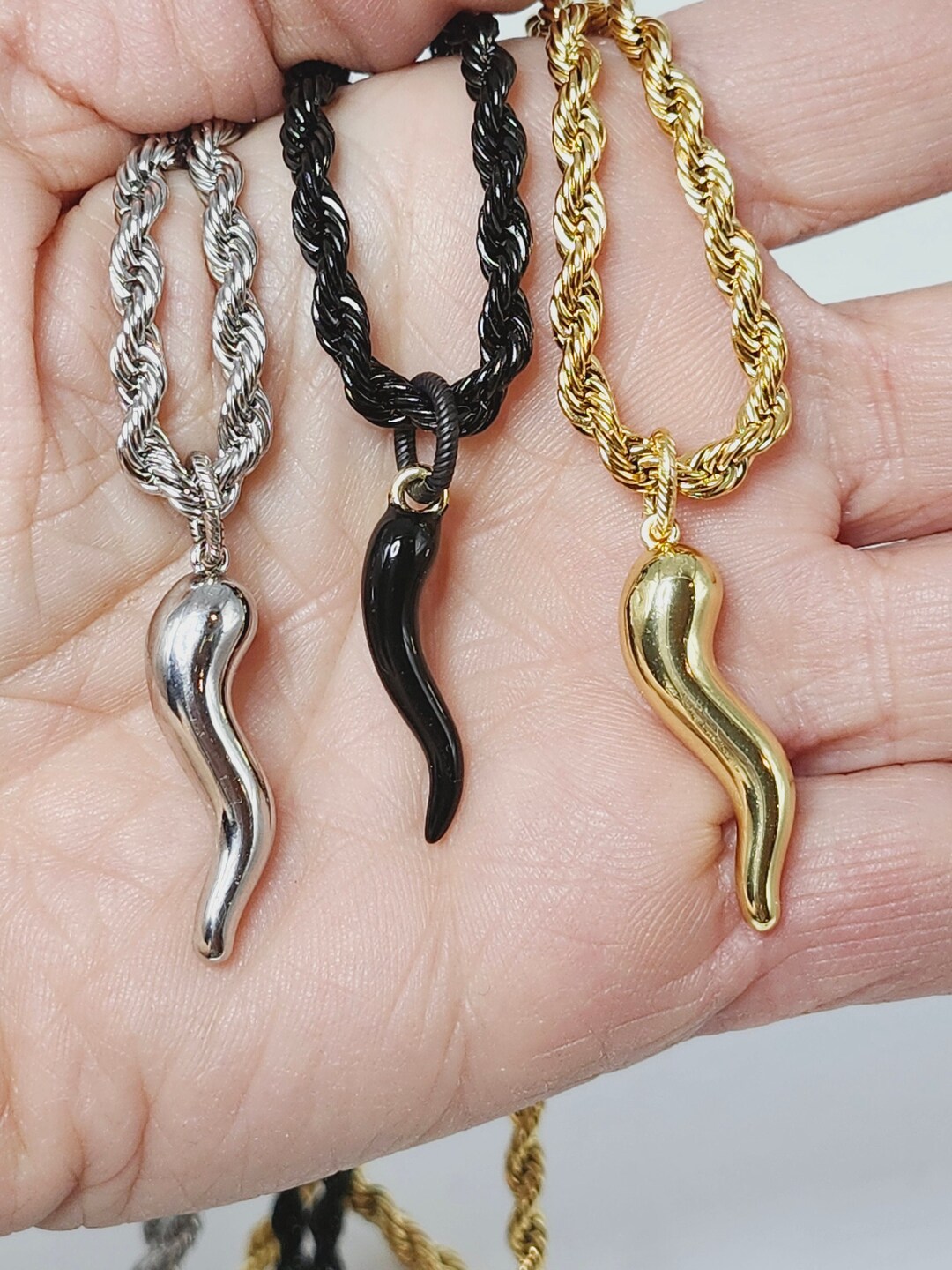 Italian Cornicello Horn for Men Protection Amulet Talisman Gold Silver ...