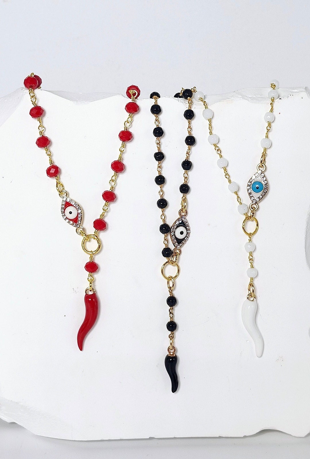 Evil Eye Italian Horn Cornicello Trendy Bohemian Protection Lariat ...