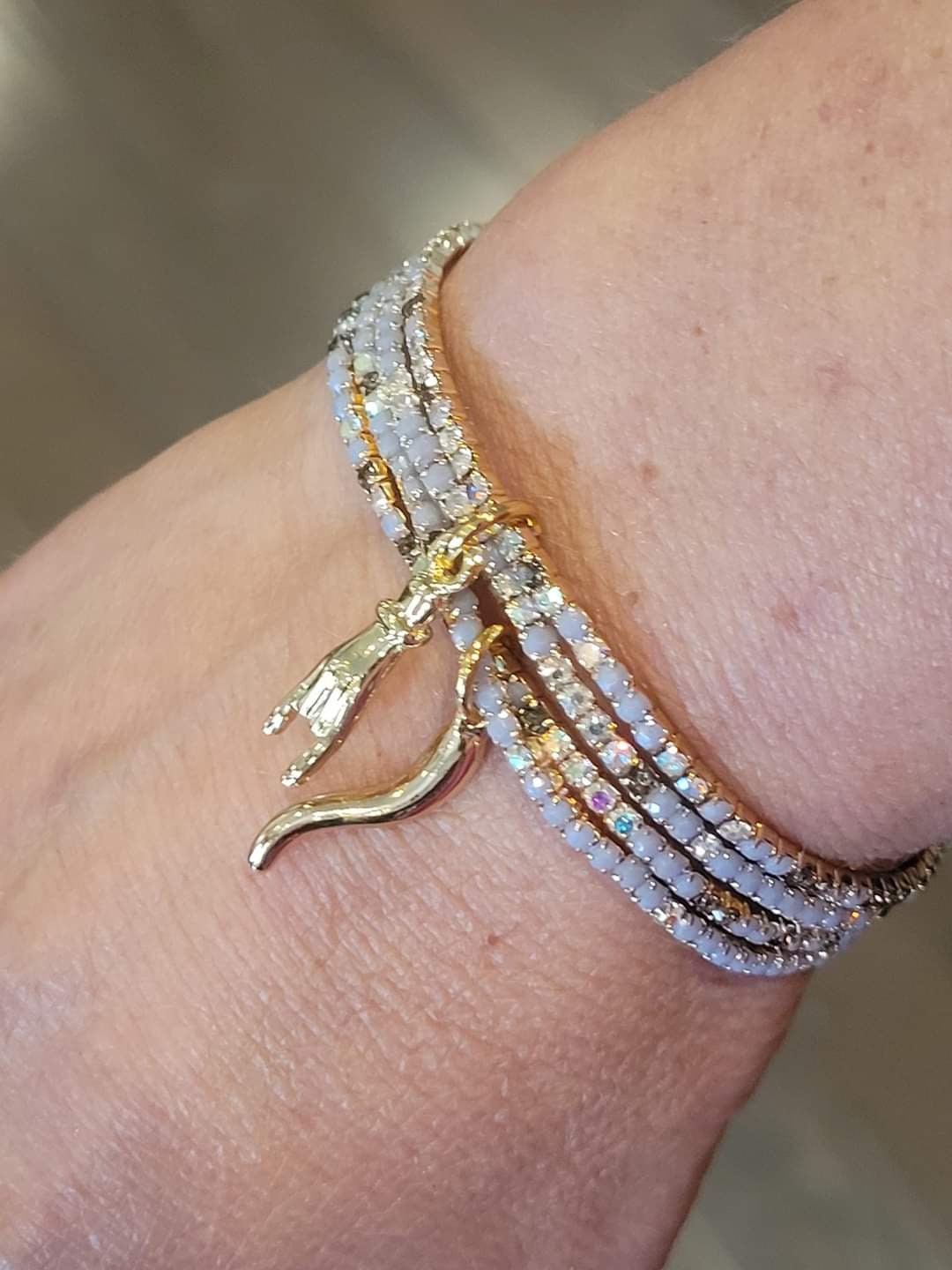 Italian Cornicello or Mano Cornuto Protection Malocchio Crystal Stretch ...