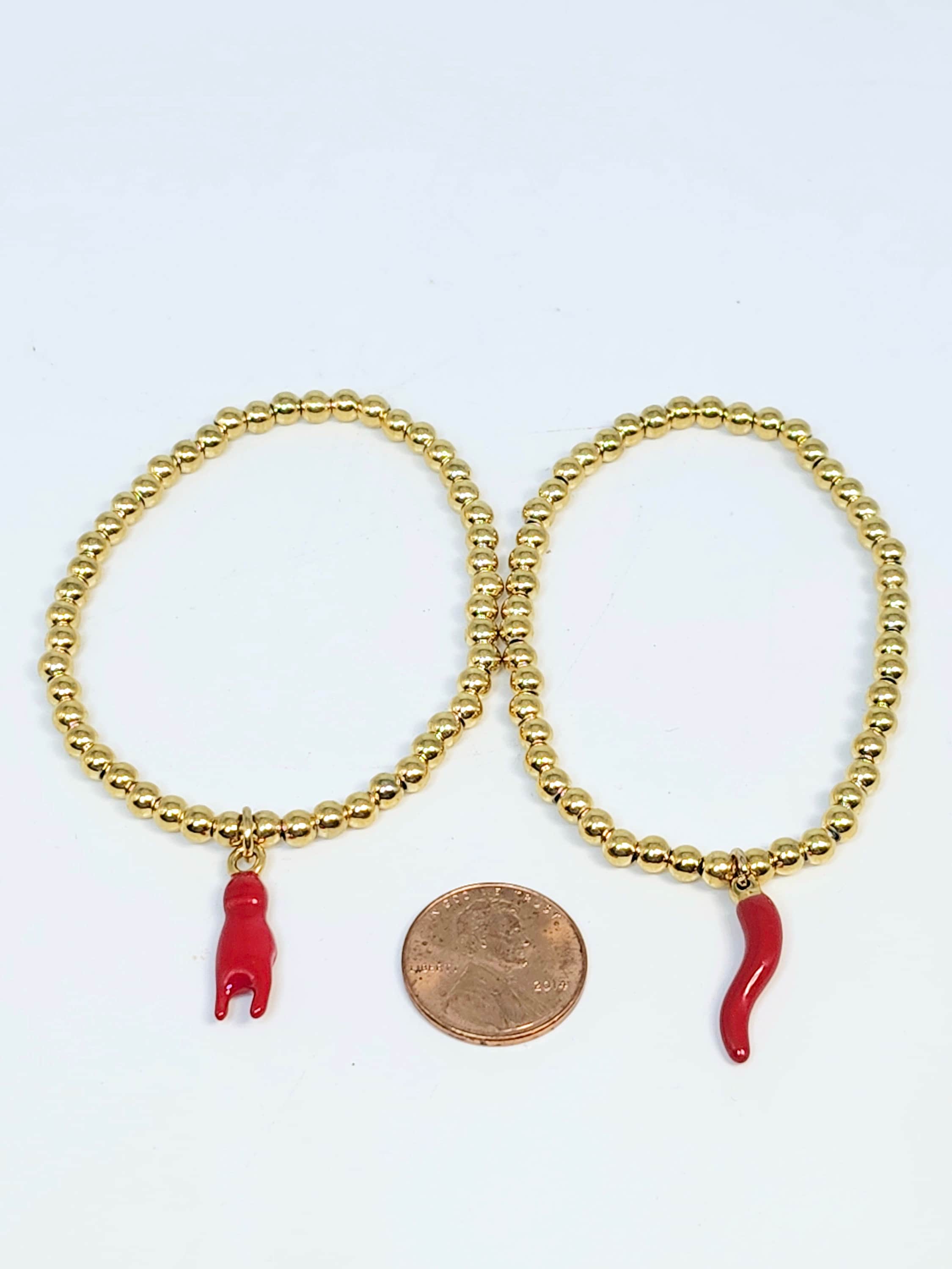 Cornicello Cornuto Red Italian Horn Malocchio Maloik Stretch Gold ...