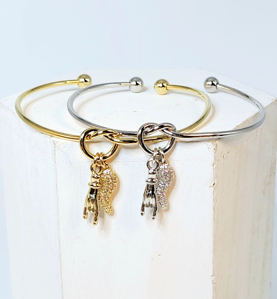 Bling Cubic Zirconia Italian Cornicello Horn Mano Cornuto Hand ...