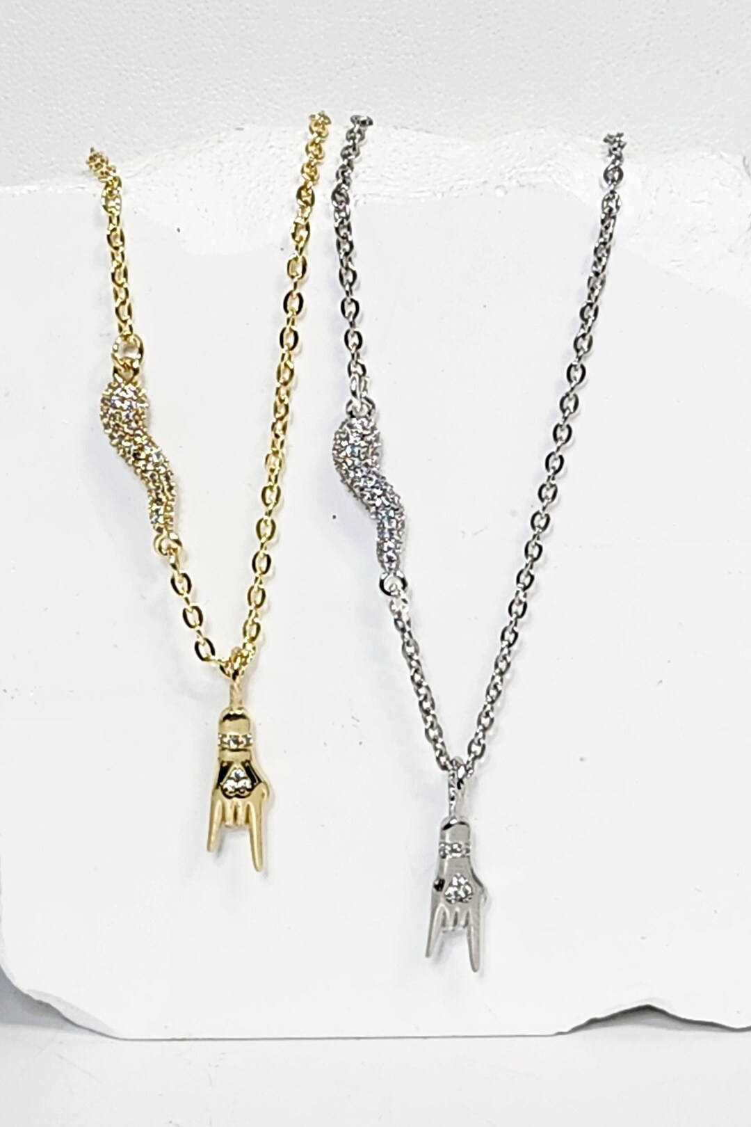 Italian Horn CZ Cornicello Mano Cornuto Hand Trendy Protection Charm ...