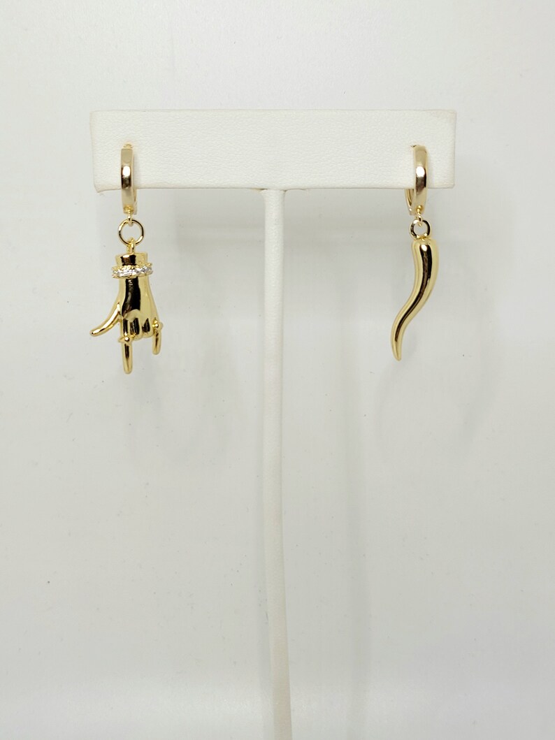 Italian Cornicello Horn Mano Cornuto Micro Pave Figa Hand Malocchio ...