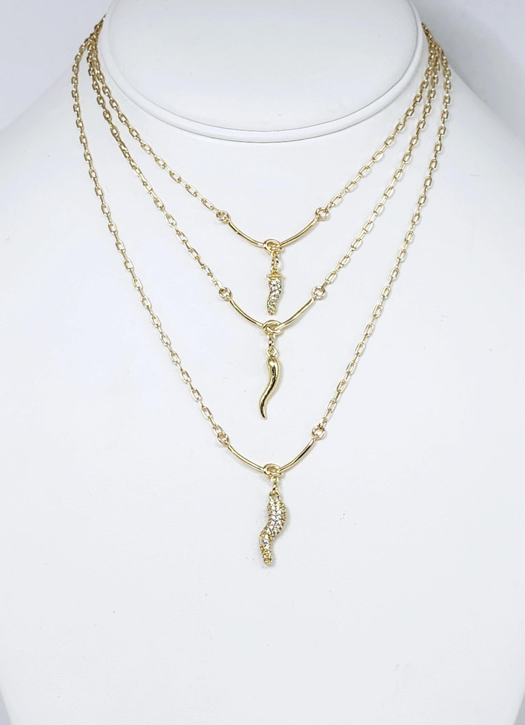 Italian Sicilian Cornicello/corno Horn Dainty Love Knot Protection Luck ...