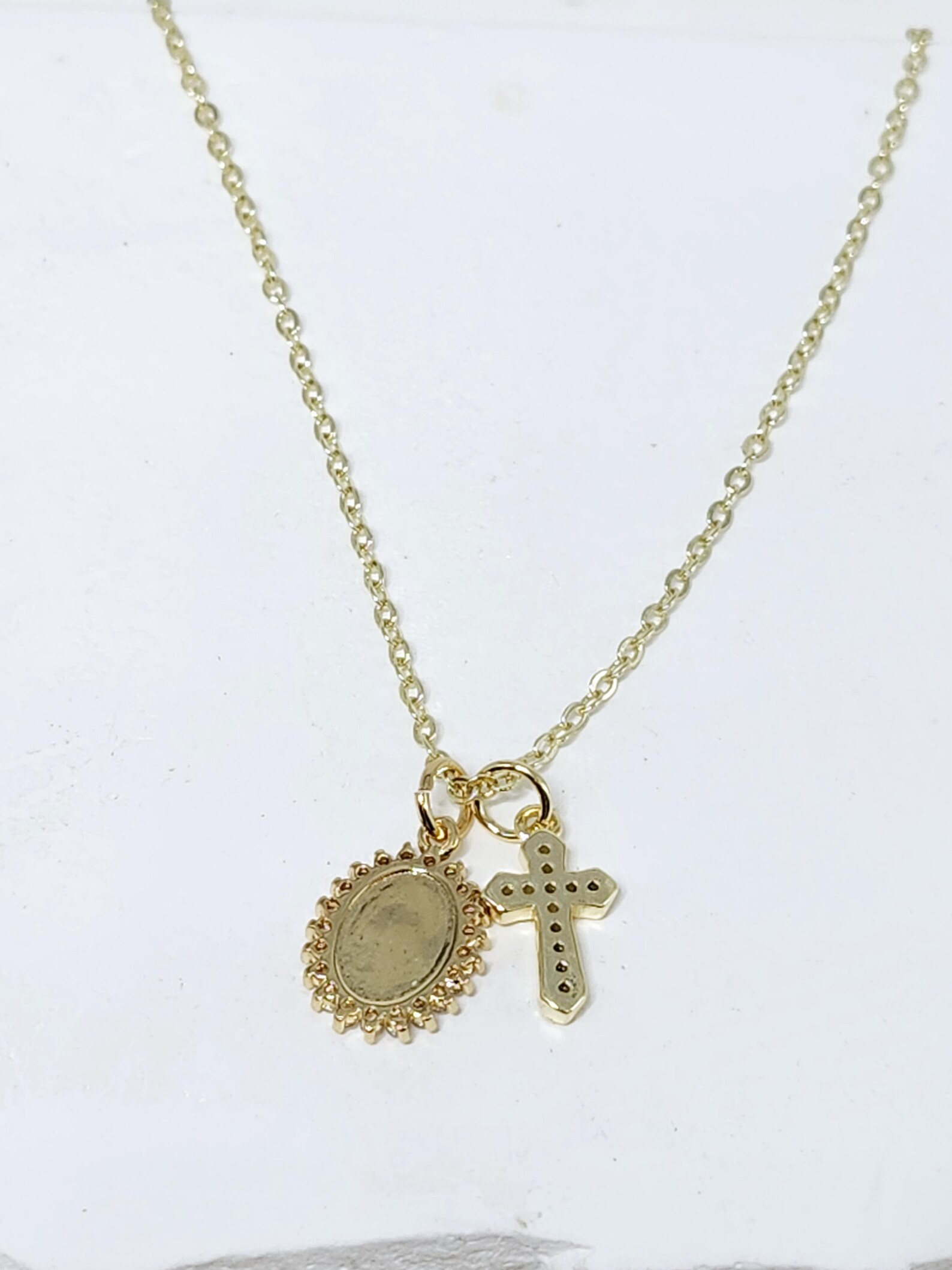 Catholic Cross Miraculous Mary Medal Dainty Necklace Classic Cubic ...