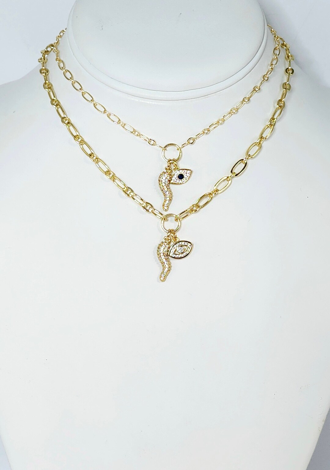 Lucky Charm Italian Luck Cornicello Cubic Zirconia Bling Horn Pepper ...