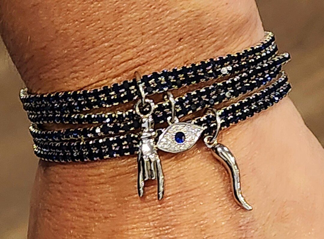 Italian Horn Mano Cornuto Hand Evil Eye Luck Trendy Protection CZ Charm ...