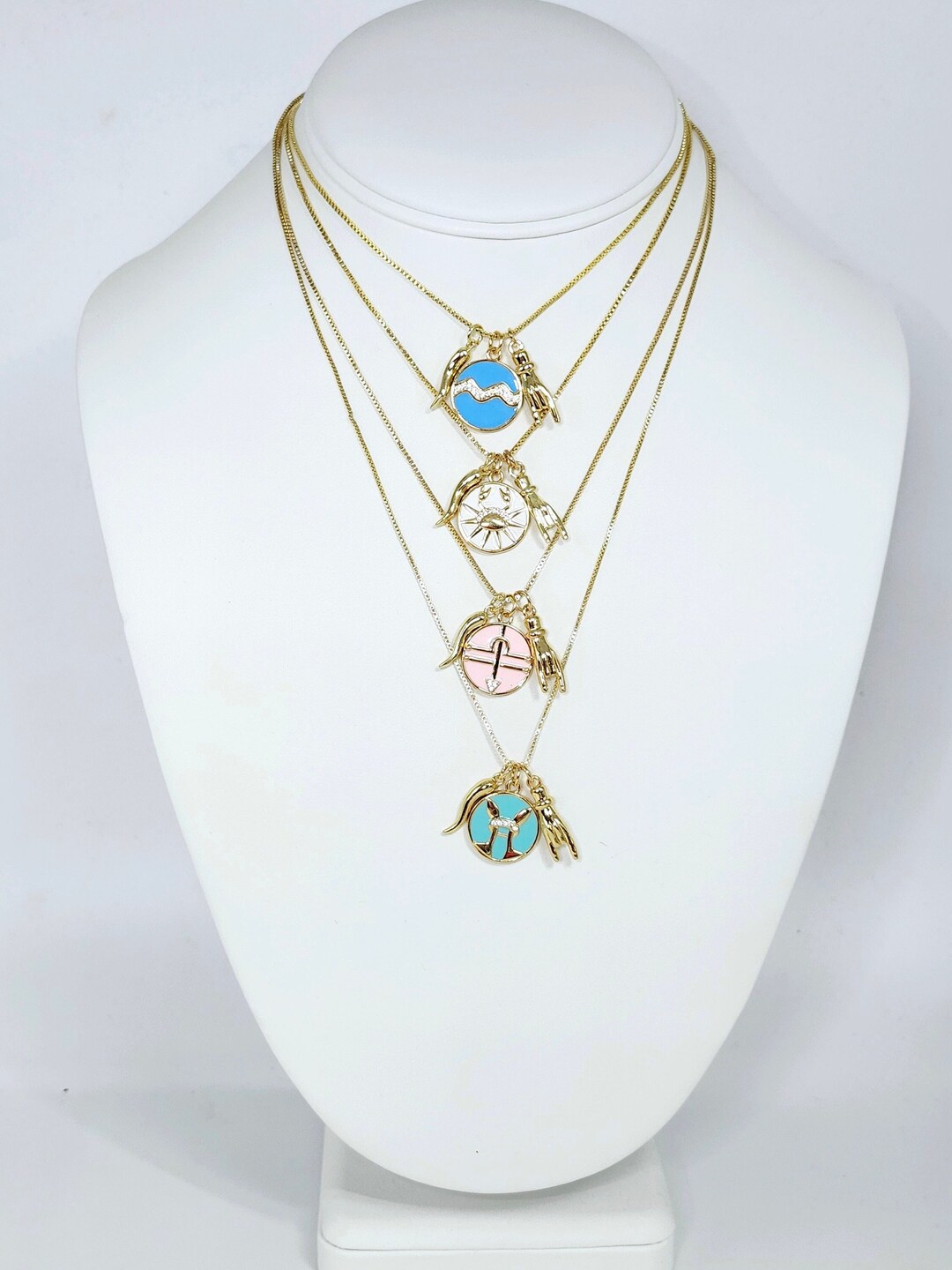 Pretty Personalized Italian Luck Protection Zodiac Sign Amulet Necklace ...