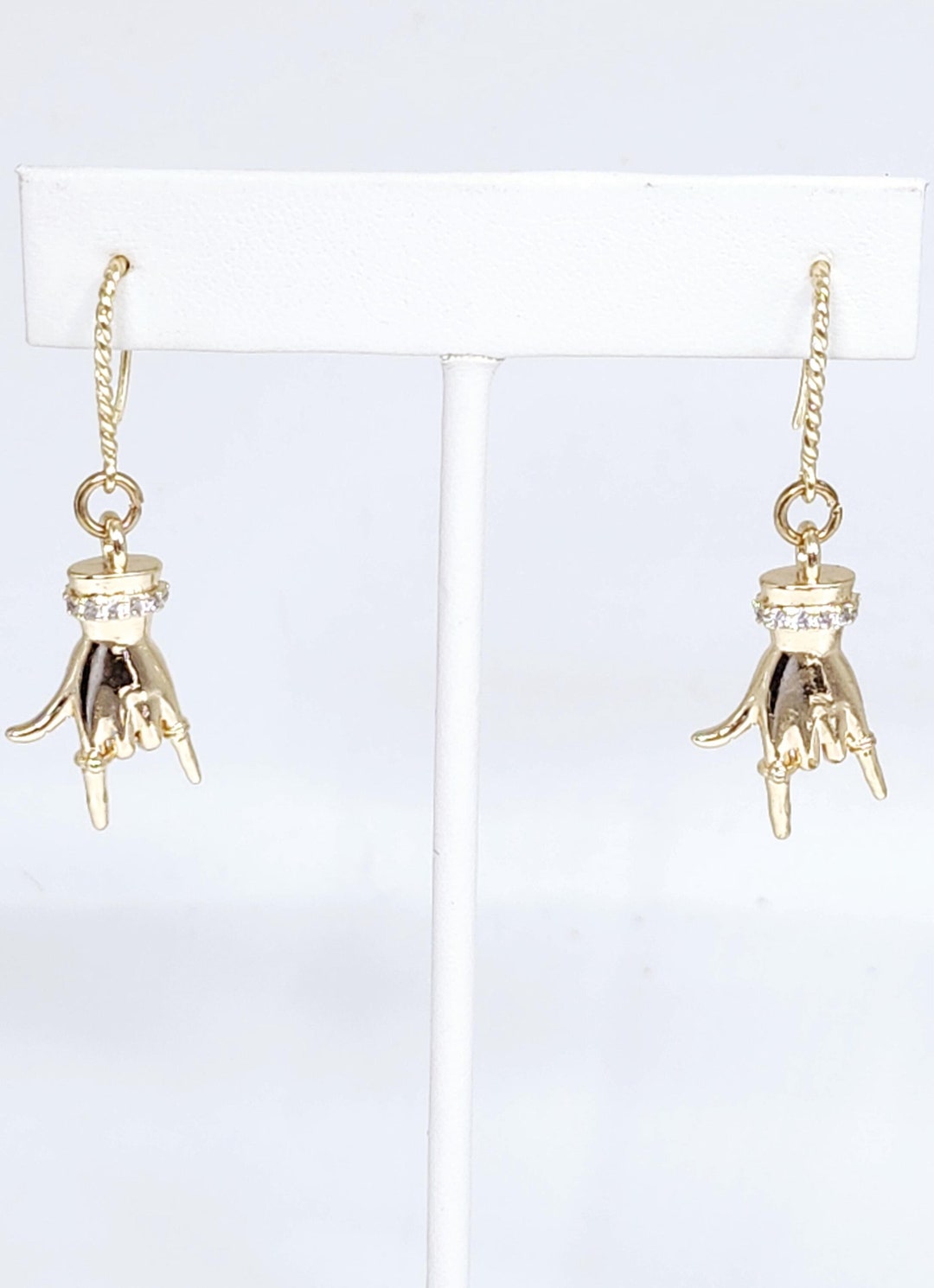 Good Luck Italian Mano Cornuto Hand Amulet Charm CZ Bling Protection ...