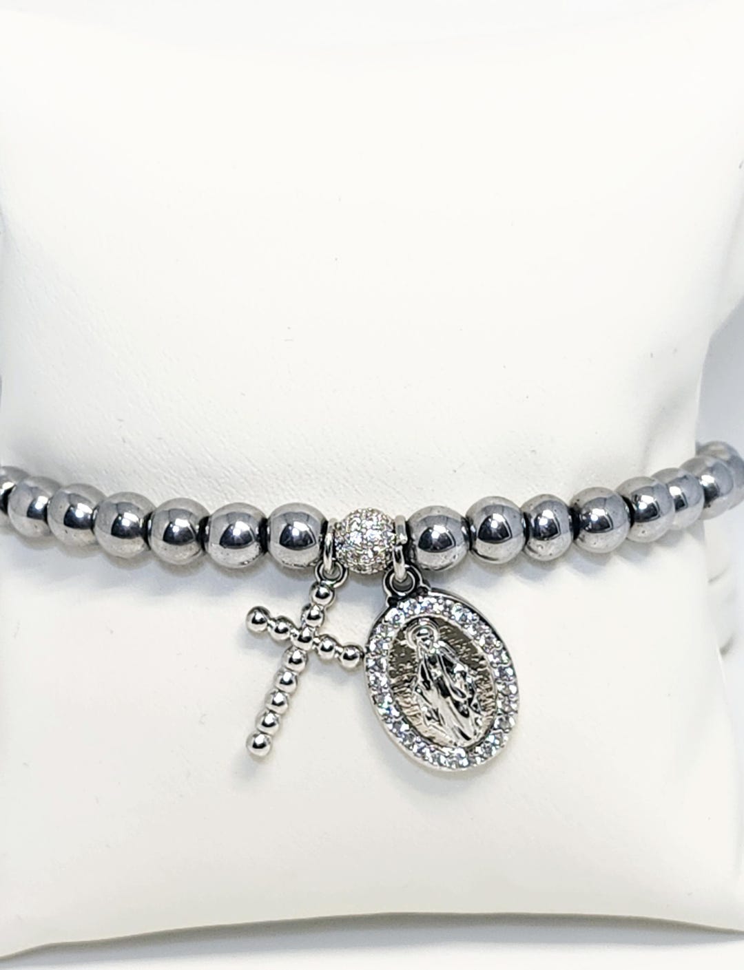 Jesus Medal Cross/crucifix Classic Catholic Talisman Shiny Bracelet ...