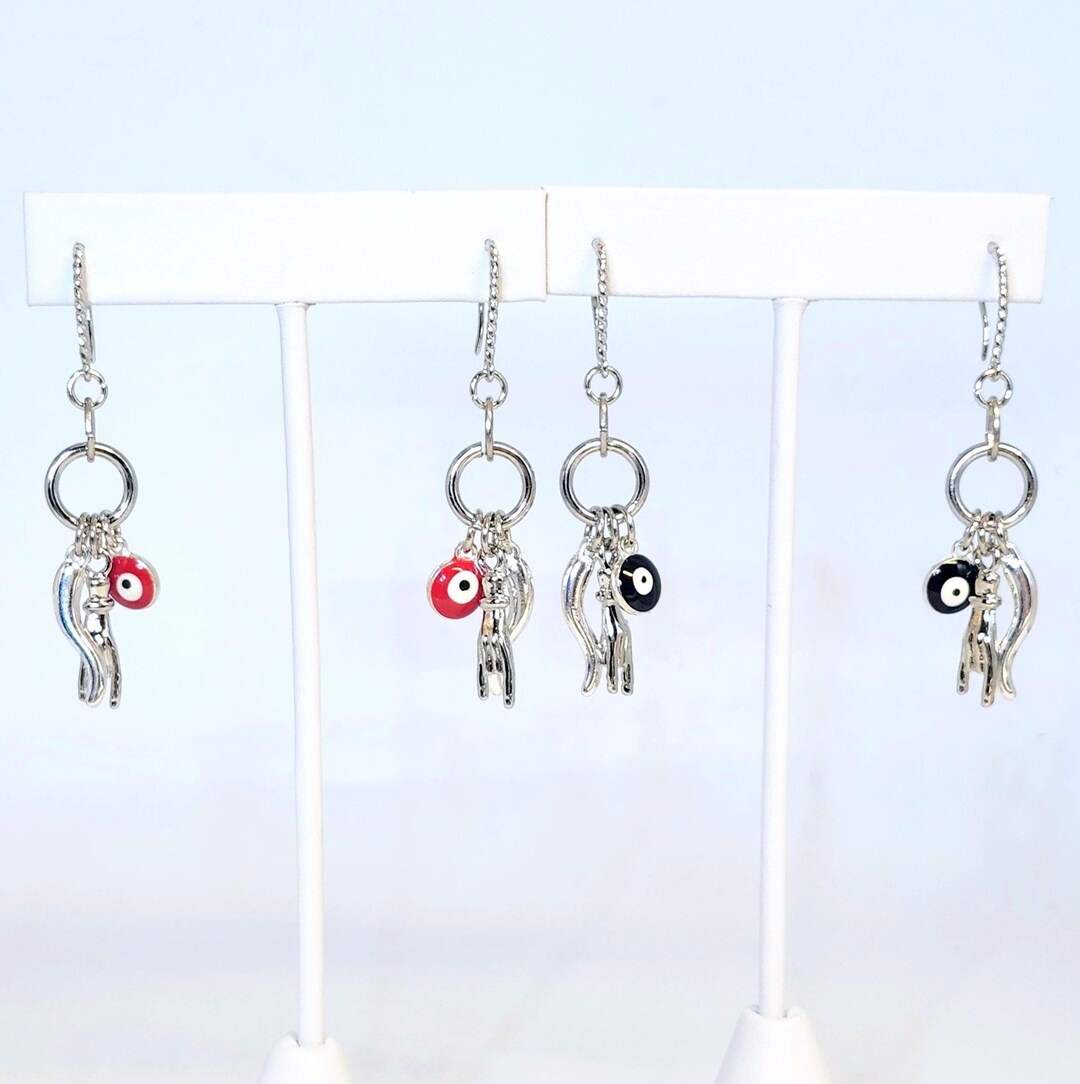 Silver Italian Horn Mano Cornuto Hand and Colorful Evil Eye Charm ...