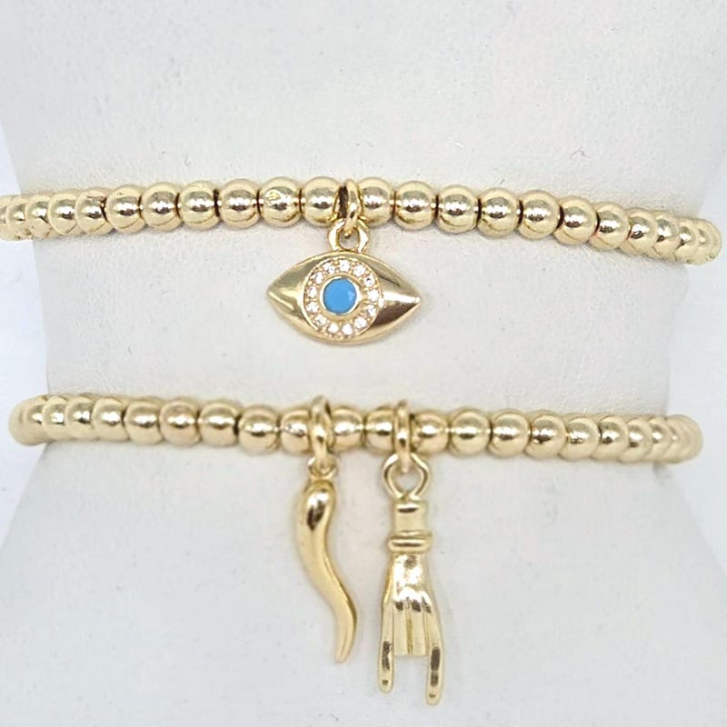 Blue Eye and Horn Bracelet - Etsy