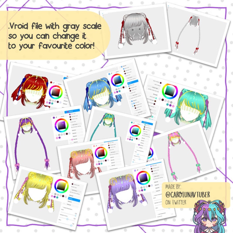 Vroid Hair Preset- Braided Twin Tails (3 Options) - Etsy