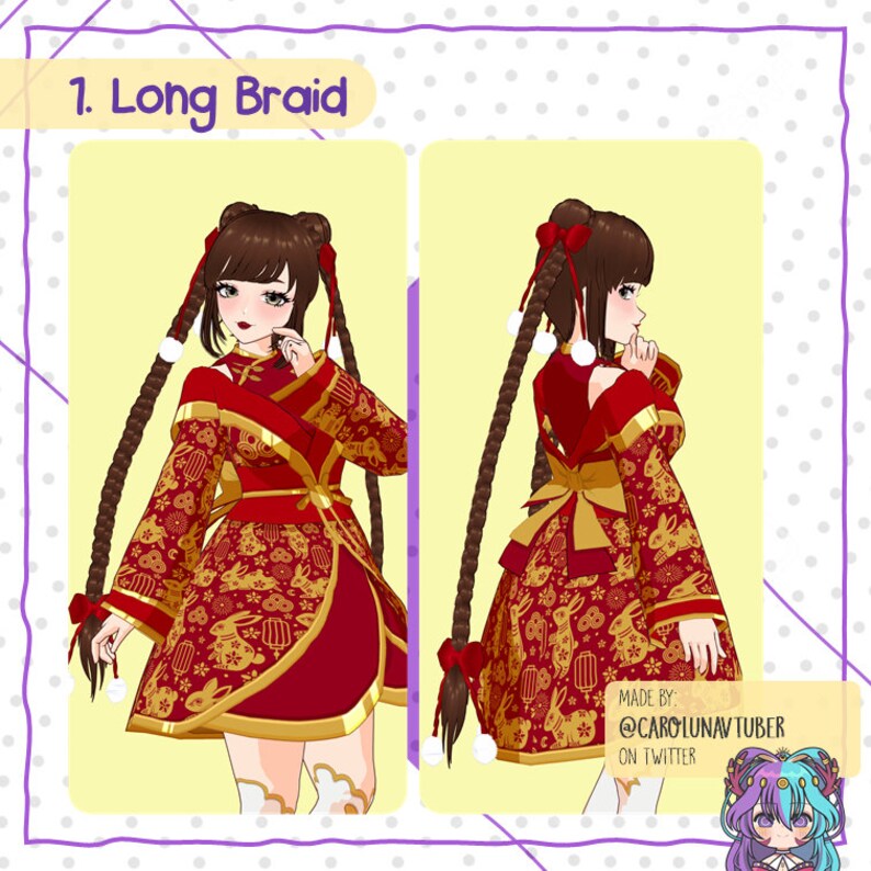 Vroid Hair Preset- Braided Twin Tails (3 Options) - Etsy