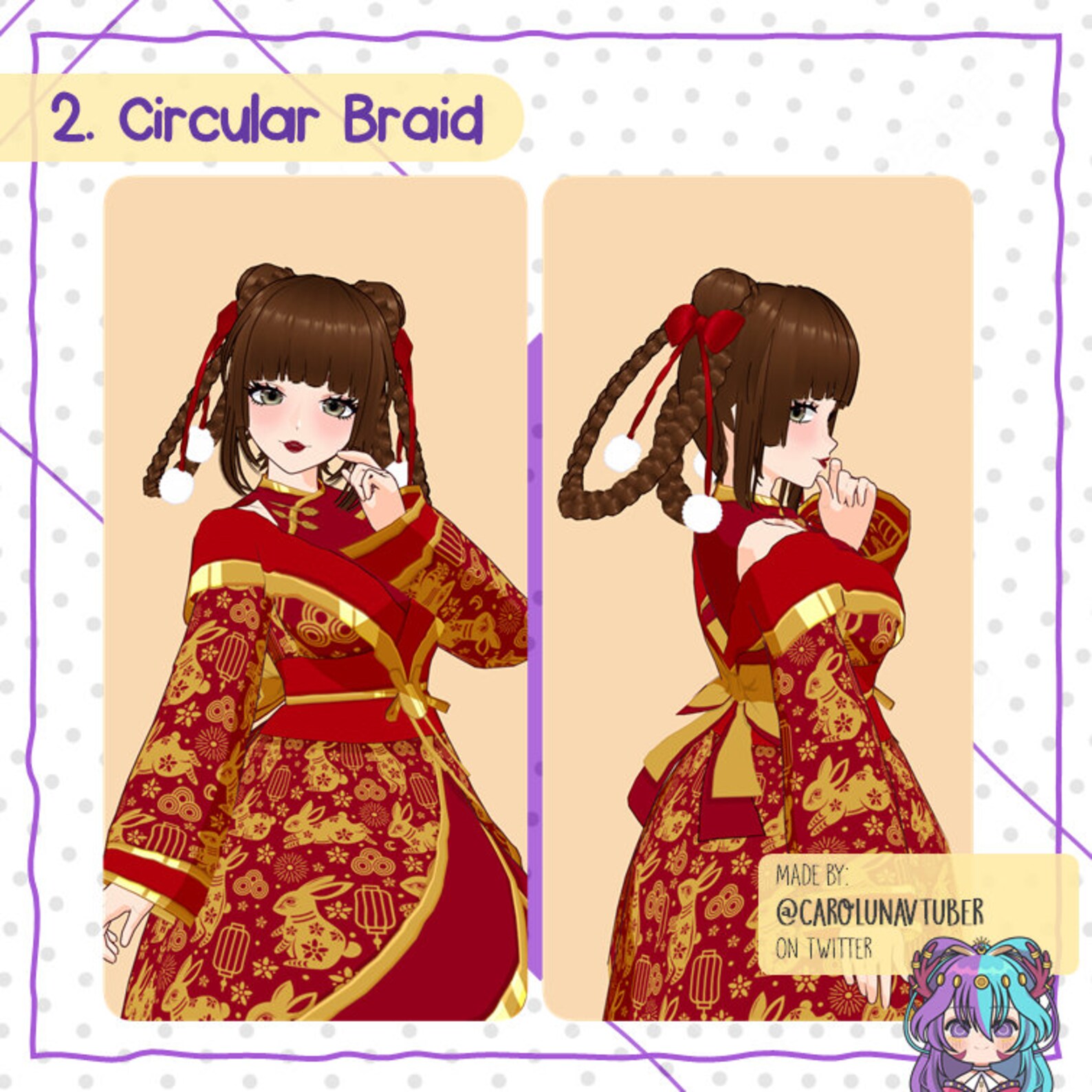 Vroid Hair Preset- Braided Twin Tails (3 Options) - Etsy
